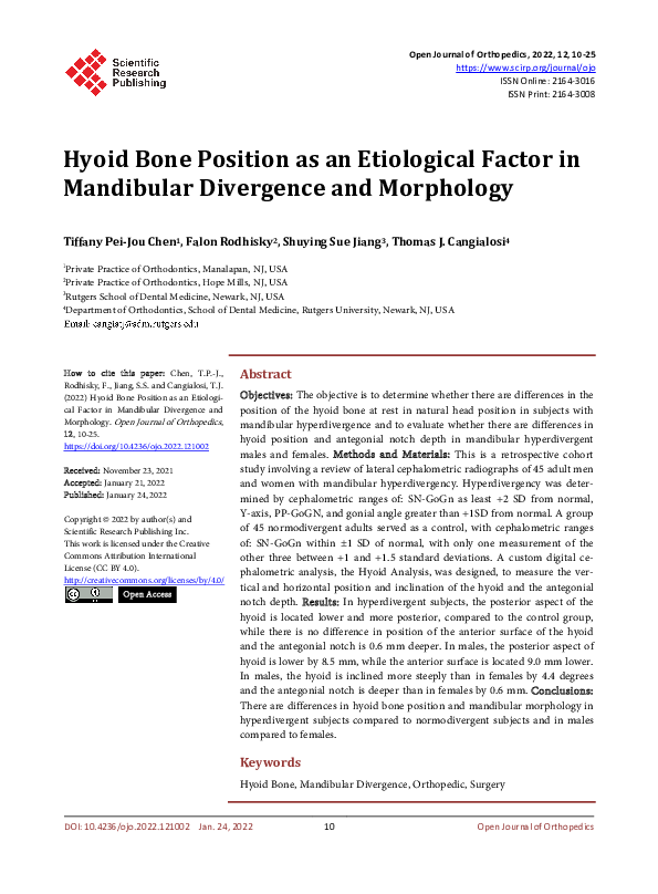 (PDF) Hyoid Bone Position as an Etiological Factor in Mandibular ...