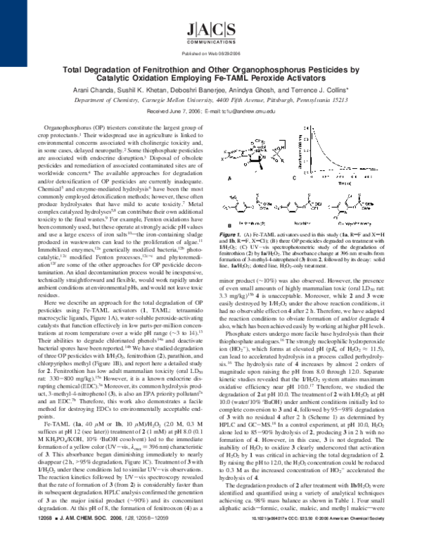 (PDF) Total Degradation of Fenitrothion and Other Organophosphorus ...