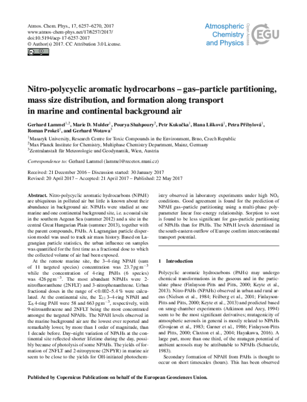 (PDF) Nitro-polycyclic aromatic hydrocarbons – gas–particle partitioning, mass size distribution ...