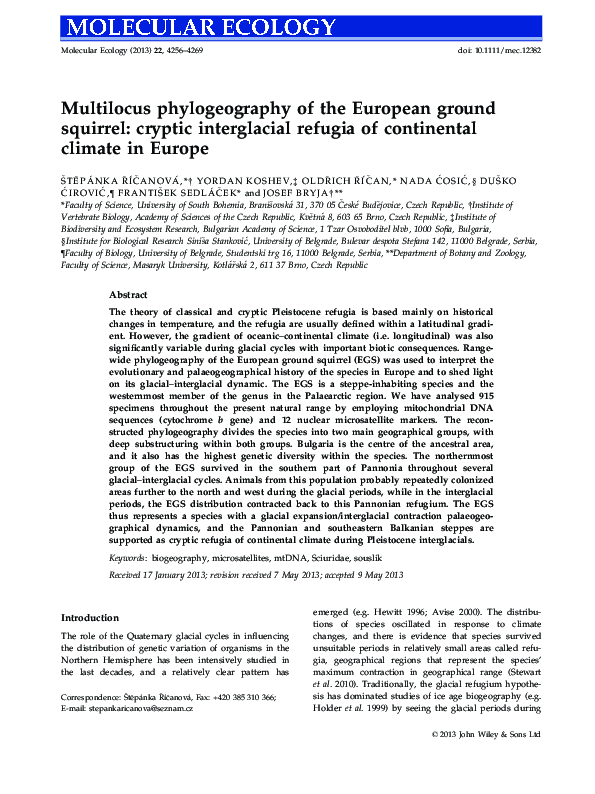 (PDF) Multilocus phylogeography of the European ground squirrel ...
