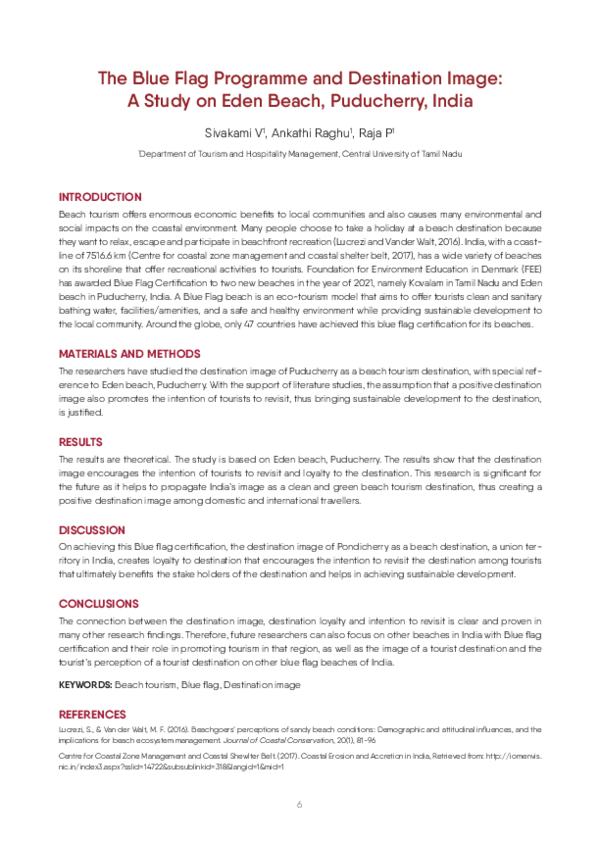 (PDF) The Blue Flag Programme and Destination Image: A Study on Eden ...