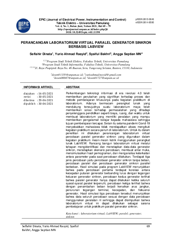(PDF) Perancangan Laboratorium Virtual Paralel Generator Sinkron ...