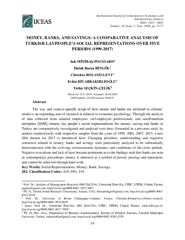 (PDF) Money, Bank, and Savings: A Comparative Analysis of Turkish ...