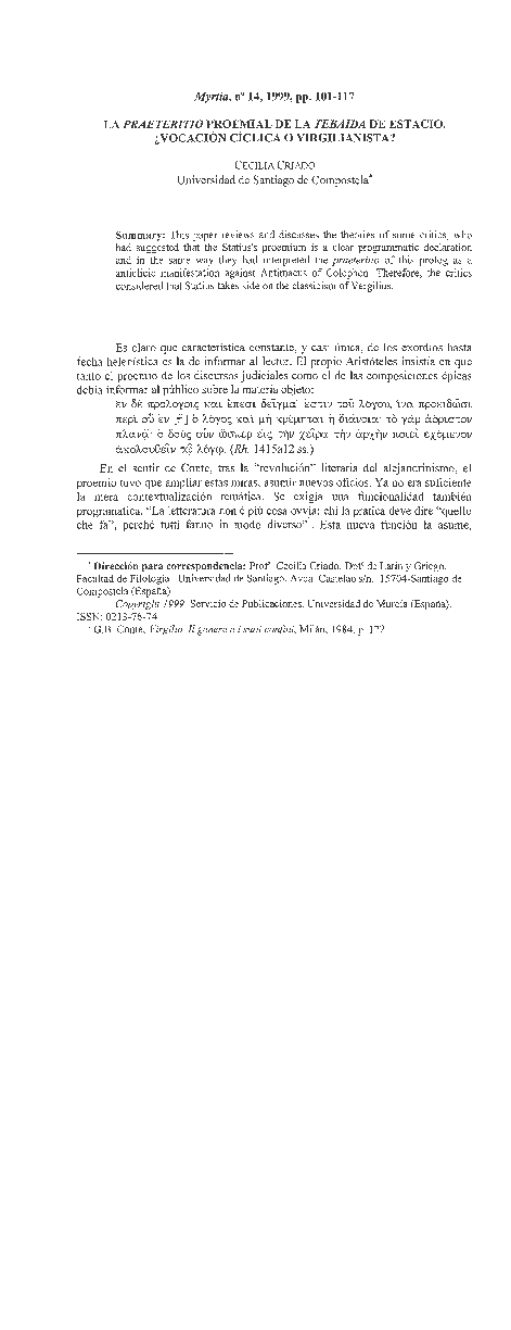 (PDF) La Praeteritio Proemial De La Tebaida De Estacio. ¿Vocación ...