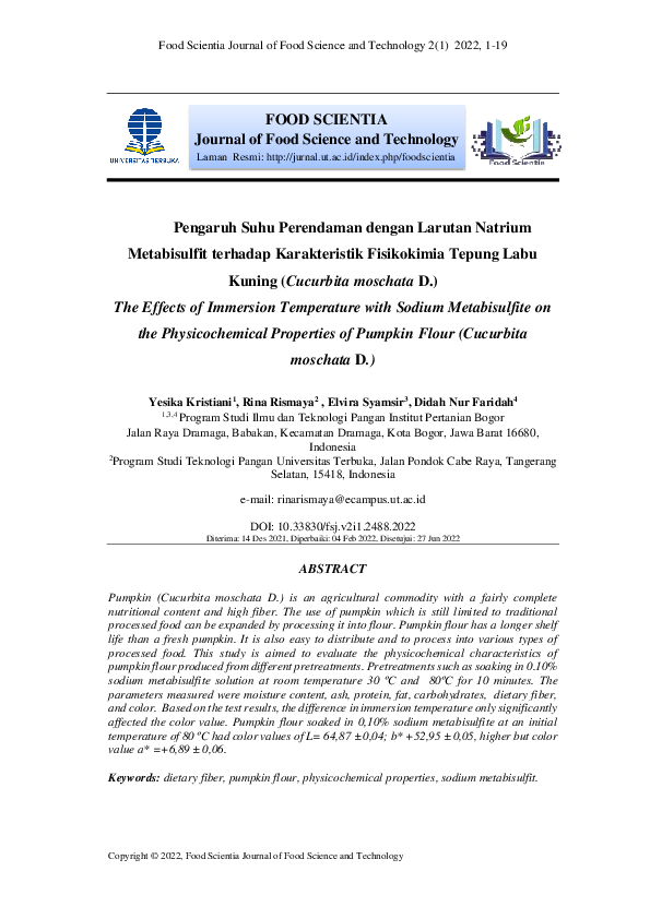 (PDF) Pengaruh Suhu Perendaman dengan Larutan Natrium Metabisulfit terhadap Karakteristik ...