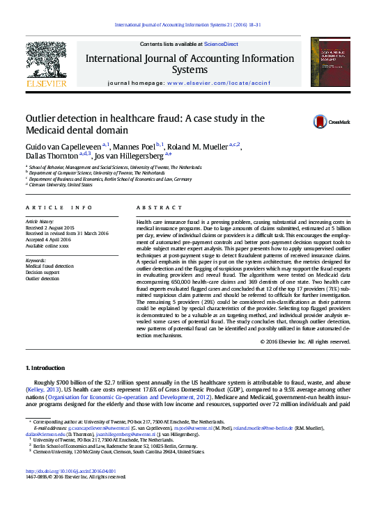 (PDF) Outlier detection in healthcare fraud: A case study in the ...