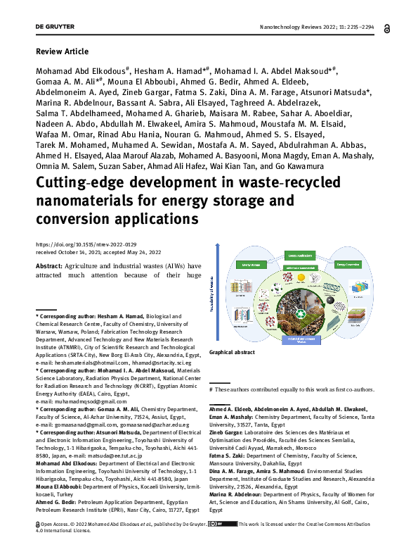 (PDF) Cutting-edge development in waste-recycled nanomaterials for ...