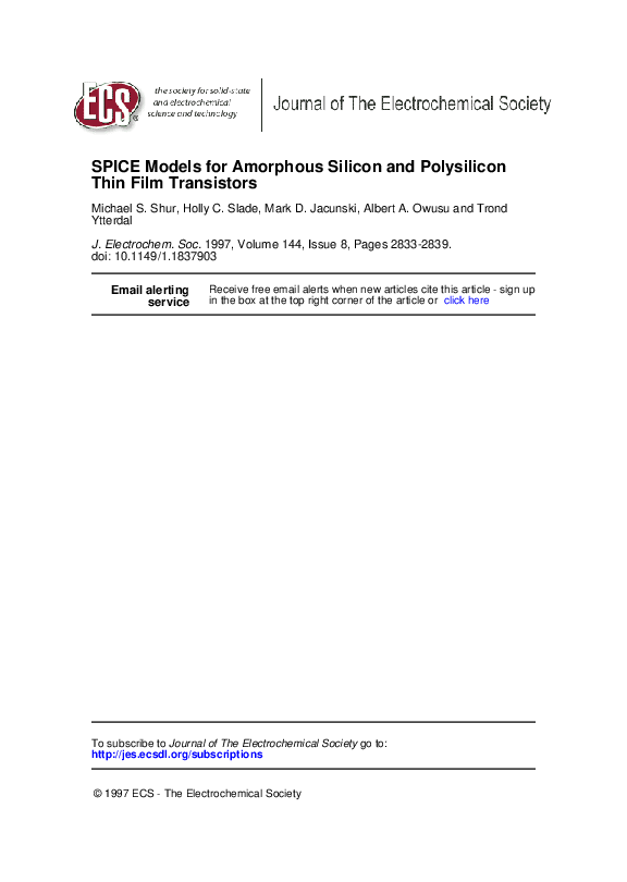(PDF) SPICE Models for Amorphous Silicon and Polysilicon Thin Film ...