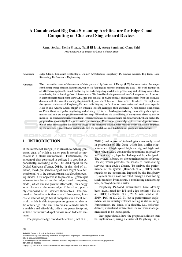 (PDF) A Containerized Big Data Streaming Architecture for Edge Cloud Computing on Clustered ...
