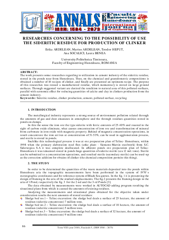 (PDF) Researches Concerning to the Possibility of Use the Sideritic ...
