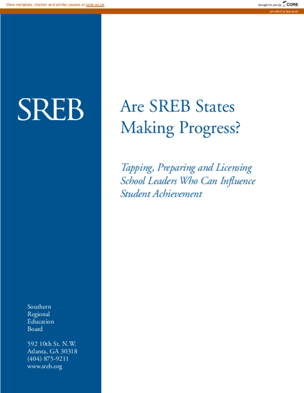 (PDF) Are SREB States Making Progress? Tapping, Preparing and Licensing ...