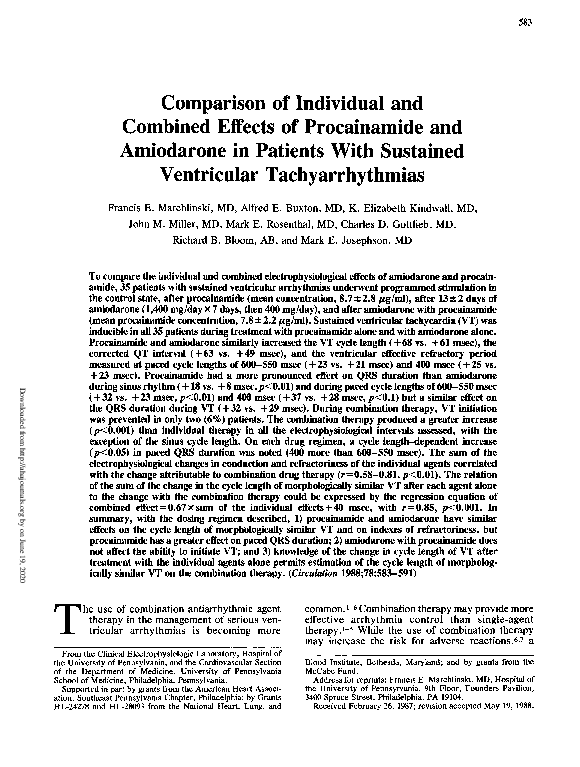 (PDF) Comparison of individual and combined effects of procainamide and ...
