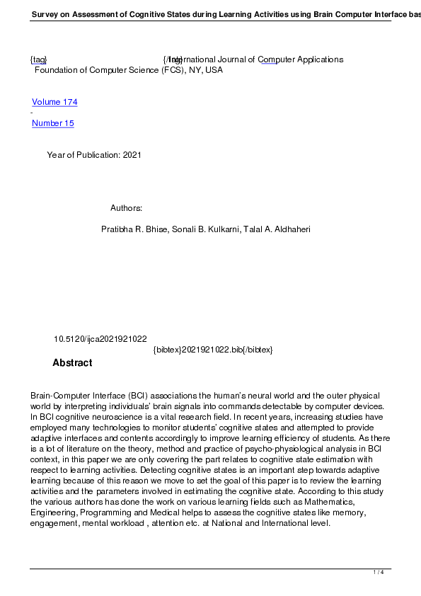 (PDF) Survey on Assessment of Cognitive States during Learning ...