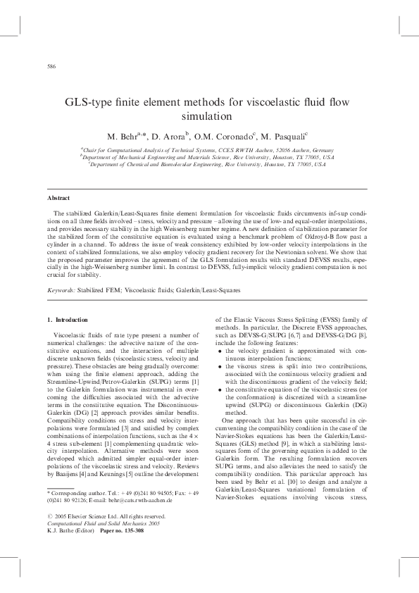 Pdf Gls Type Finite Element Methods For Viscoelastic Fluid Flow