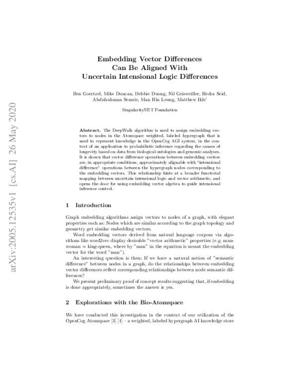 (PDF) Embedding Vector Differences Can Be Aligned With Uncertain Intensional Logic Differences