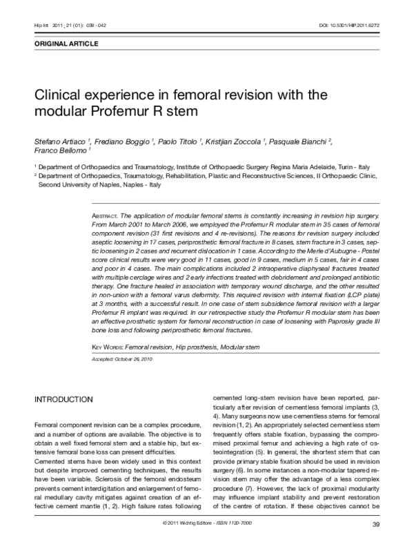 (PDF) Clinical Experience in Femoral Revision with the Modular Profemur ...