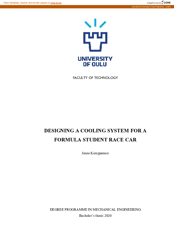 (PDF) Designing a Cooling System for a Formula Student Race Car