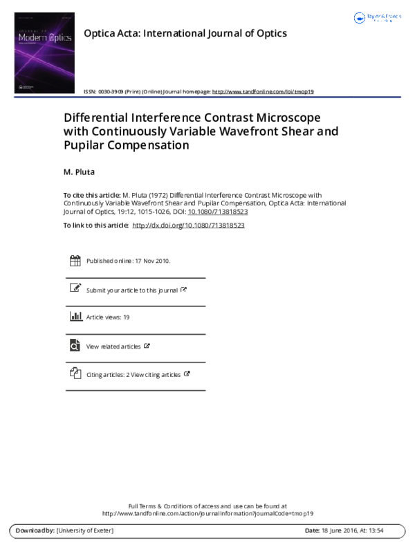 (PDF) Differential interference contrast microscope with differential ...
