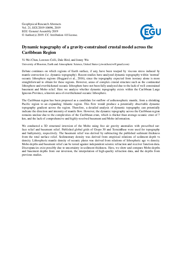(PDF) Dynamic topography of a gravity-constrained crustal model across the Caribbean Region