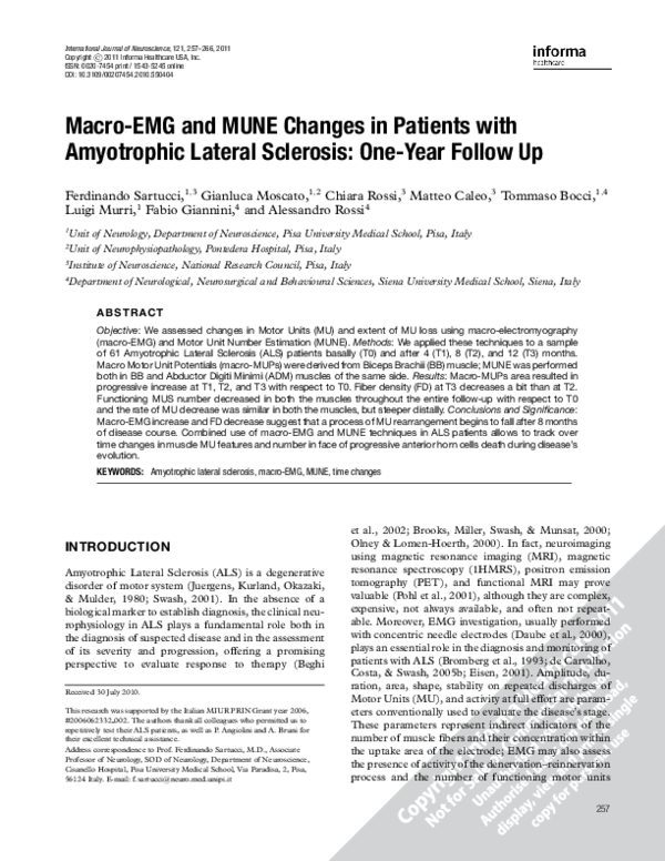 (PDF) Macro-EMG and MUNE Changes in ALS Patients