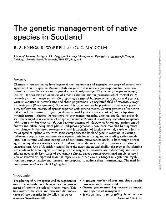 (PDF) The genetic management of native species in Scotland | Rick ...