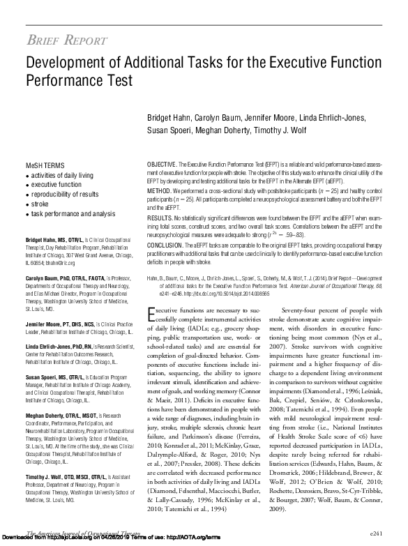 Pdf Development Of Additional Tasks For The Executive Function