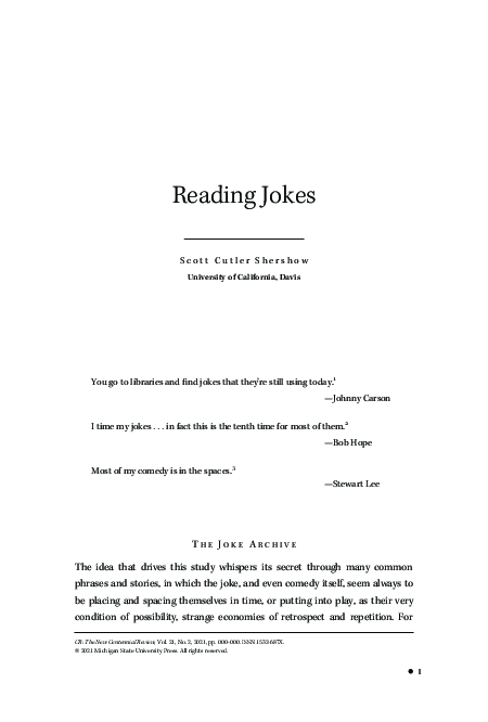 (PDF) Humor Perception Through Reading Jokes