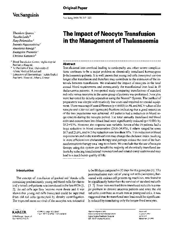 (PDF) The Impact of Neocyte Transfusion in the Management of ...