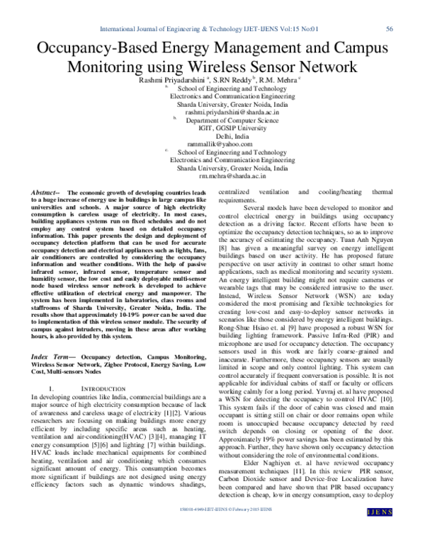 (PDF) Occupancy-Based Energy Management and Campus Monitoring using Wireless Sensor Network