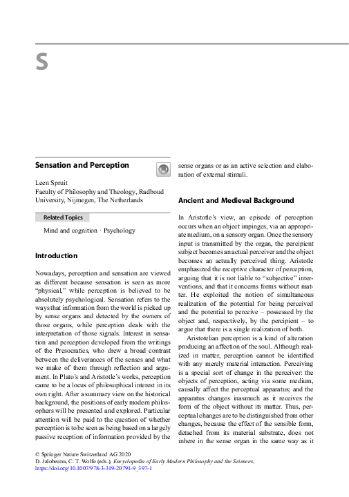 (PDF) Sensation and Perception