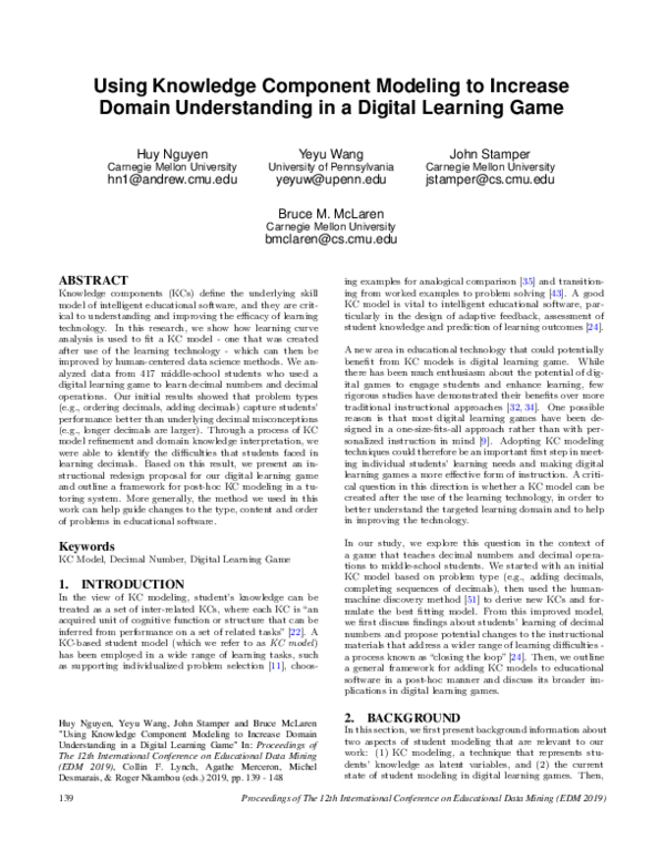 (PDF) Using Knowledge Component Modeling to Increase Domain ...