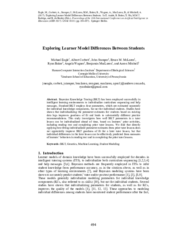(PDF) Exploring Learner Model Differences Between Students