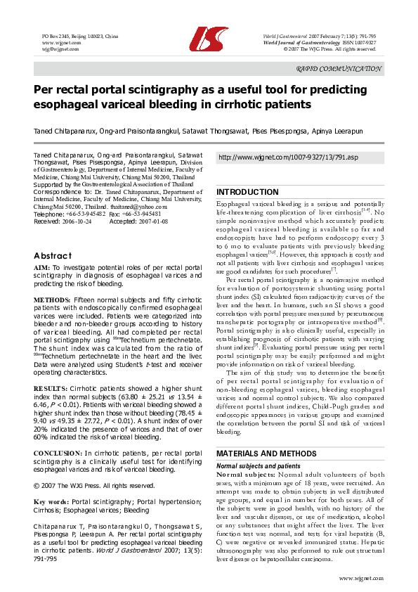 (PDF) Per rectal portal scintigraphy as a useful tool for predicting ...