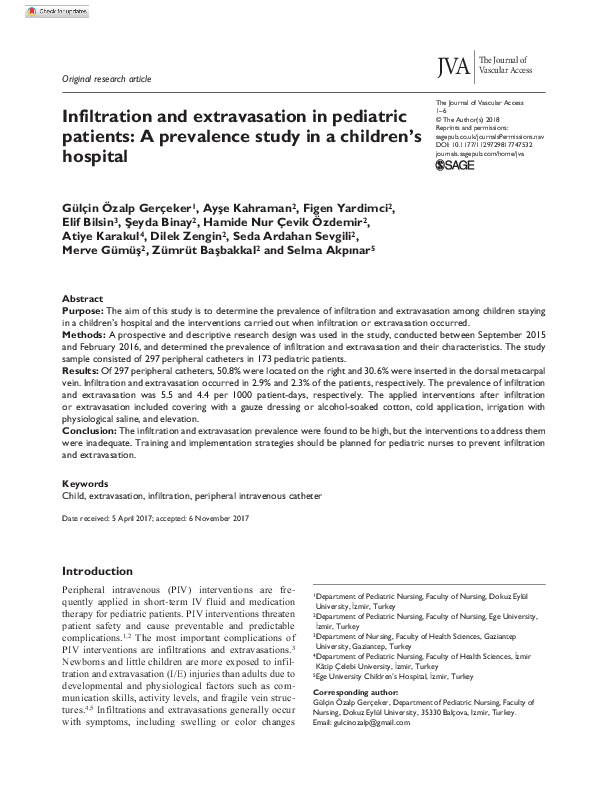(PDF) Infiltration and extravasation in pediatric patients: A ...