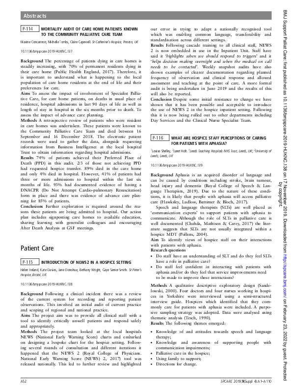 (PDF) P-115 Introduction of NEWS2 in a hospice setting