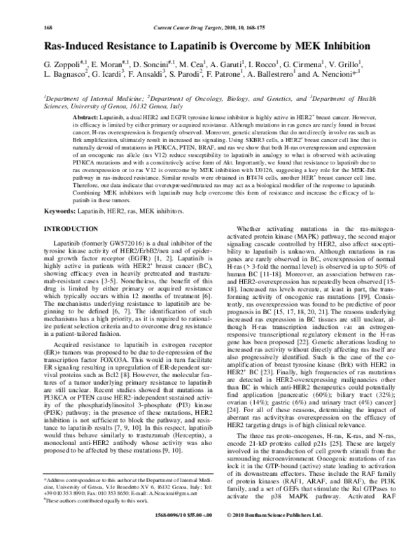 (PDF) Ras-Induced Resistance to Lapatinib is Overcome by MEK Inhibition