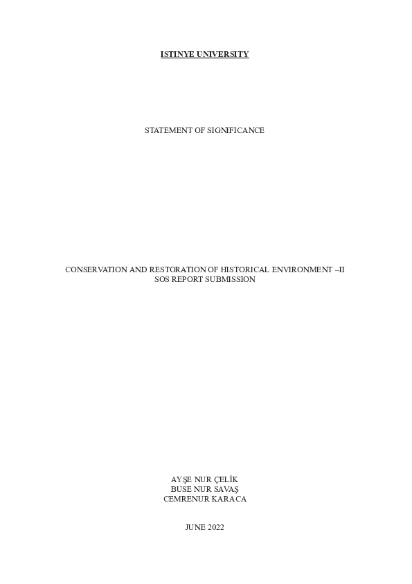 (PDF) STATEMENT OF SIGNIFICANCE CONSERVATION AND RESTORATION OF ...