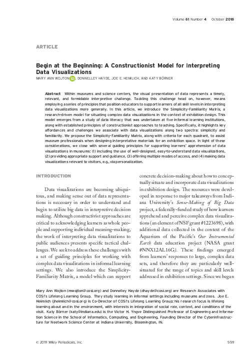 Pdf Begin At The Beginning A Constructionist Model For Interpreting Data Visualizations Joe