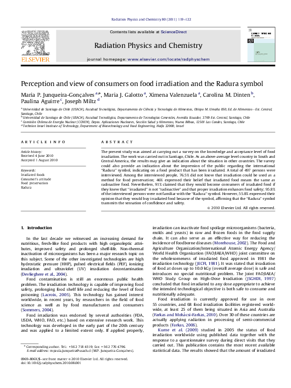 (PDF) Perception and view of consumers on food irradiation and the ...