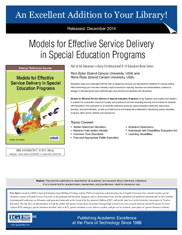 (PDF) Models for Effective Service Delivery in Special Education Programs