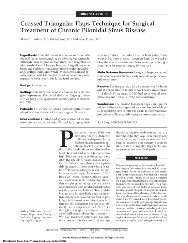 (PDF) Crossed Triangular Flaps Technique for Surgical Treatment of ...