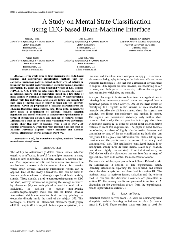 (PDF) A Study on Mental State Classification using EEG-based Brain-Machine Interface | Diego ...