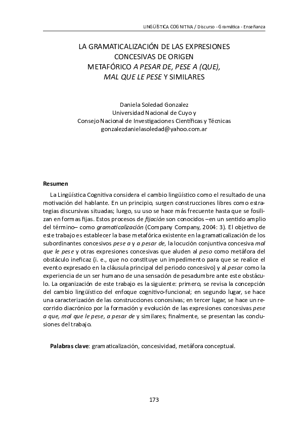 (PDF) La gramaticalización de las expresiones concesivas de origen ...