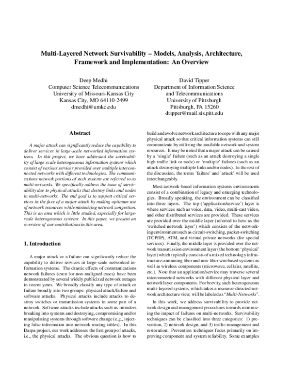 (PDF) Survivability in Multi-Network Systems