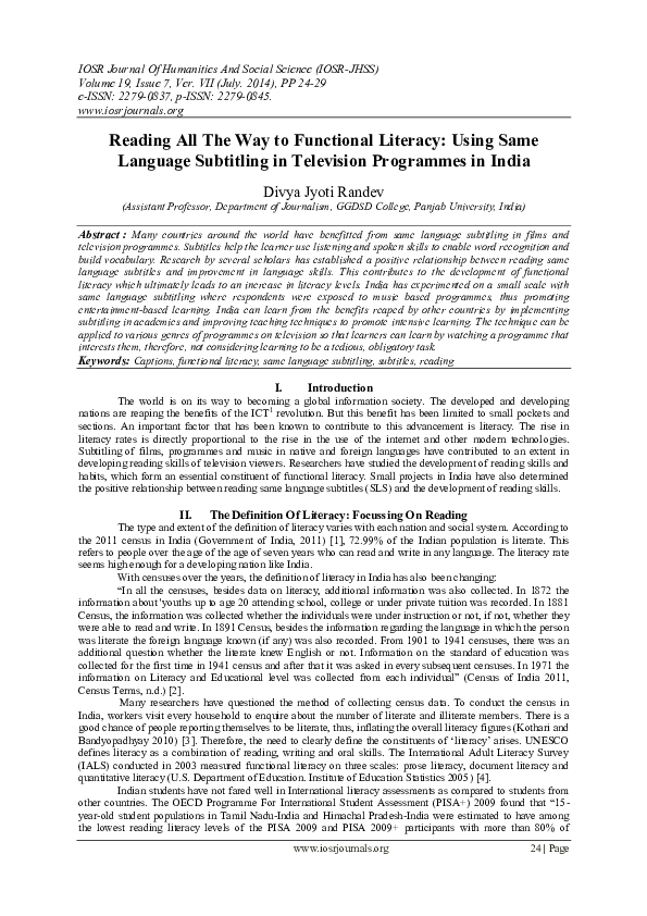 (PDF) Reading All The Way to Functional Literacy: Using Same Language ...