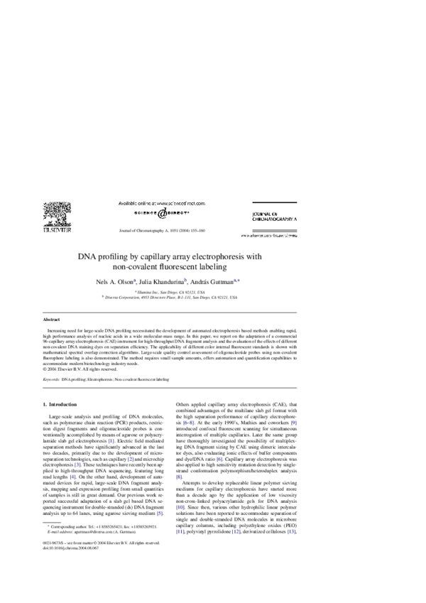 (PDF) DNA profiling by capillary array electrophoresis with non ...