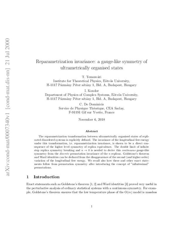 (PDF) Reparametrization invariance: a gauge-like symmetry of ...