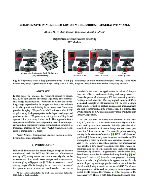 (PDF) Compressive image recovery using recurrent generative model
