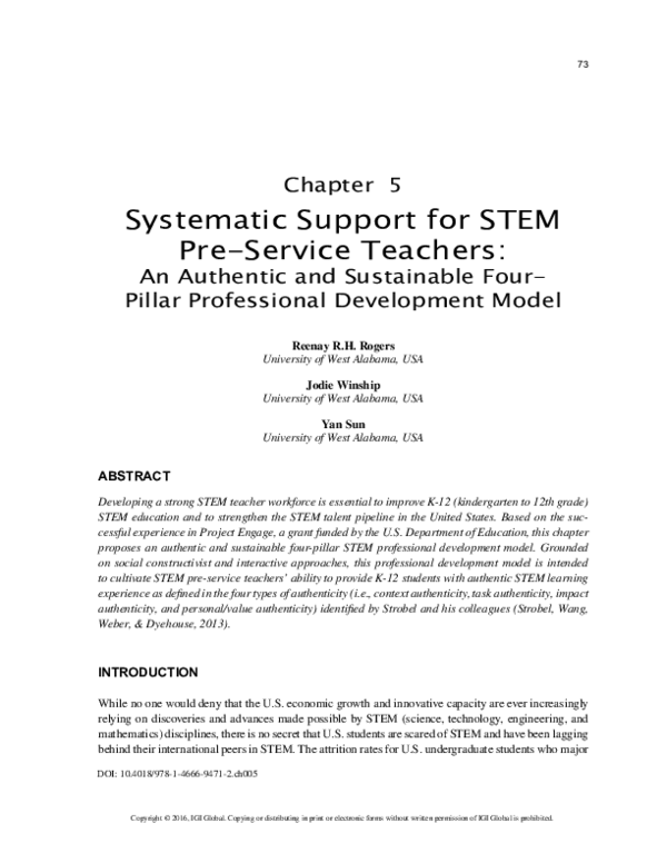 Systematic Support for STEM Pre-Service Teachers