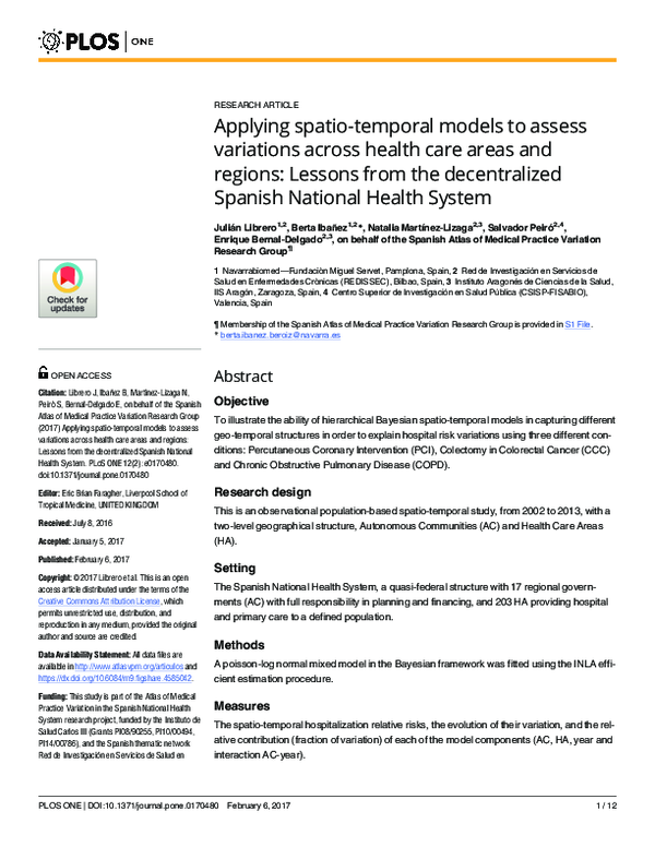 Pdf Applying Spatio Temporal Models To Assess Variations Across